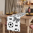 Black White Football Bowknot Burlap Cotton Table Runner 13x36 Inches ...