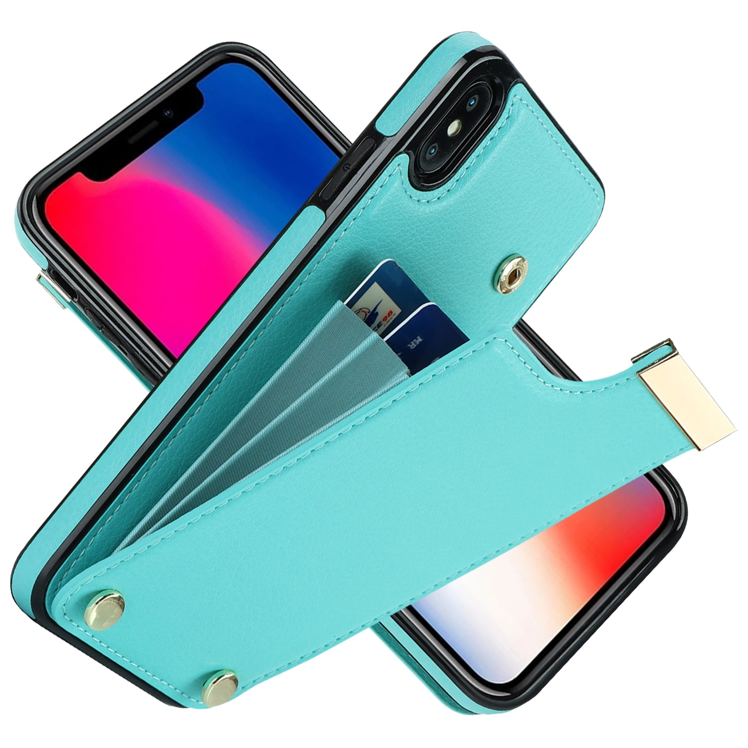 Decase Back Wallet Cover for iPhone XR,Shockproof Premium PU Leather ...