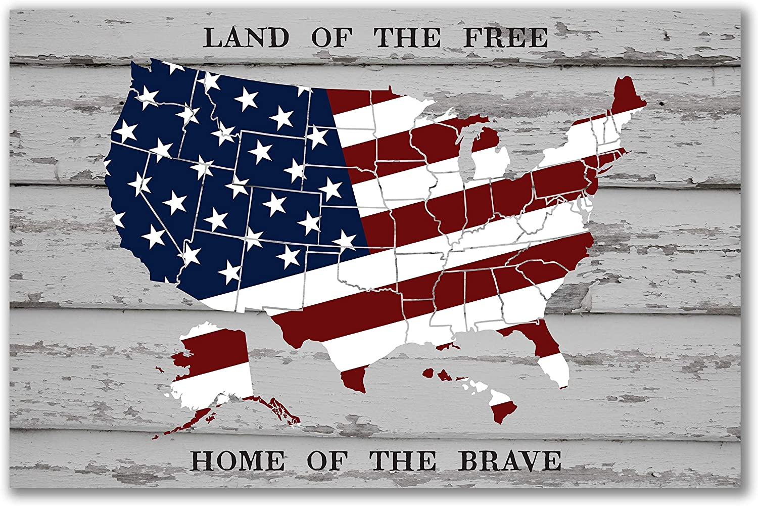 Land Of The Free Map Rustic Wood Sign 12x18 - Walmart.com