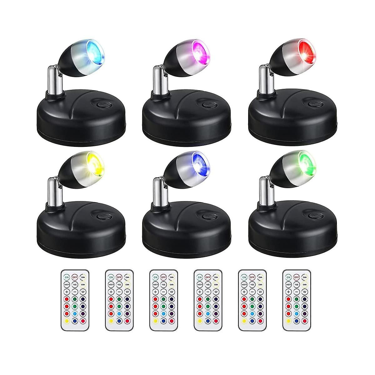 Foco LED RGB de 6 piezas con control remoto, foco de 13 colores, luces ...