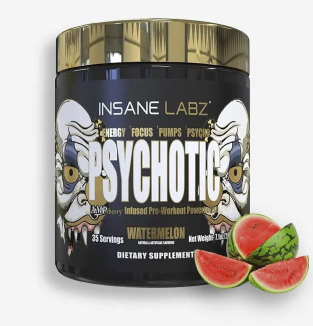 Psychotic Gold Sabor WaterMelon 35 Servicios Pre Workout Insane Labz ...