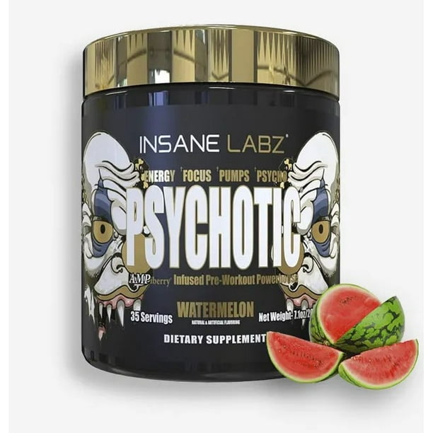 Psychotic Gold Sabor WaterMelon 35 Servicios Pre Workout Insane Labz ...