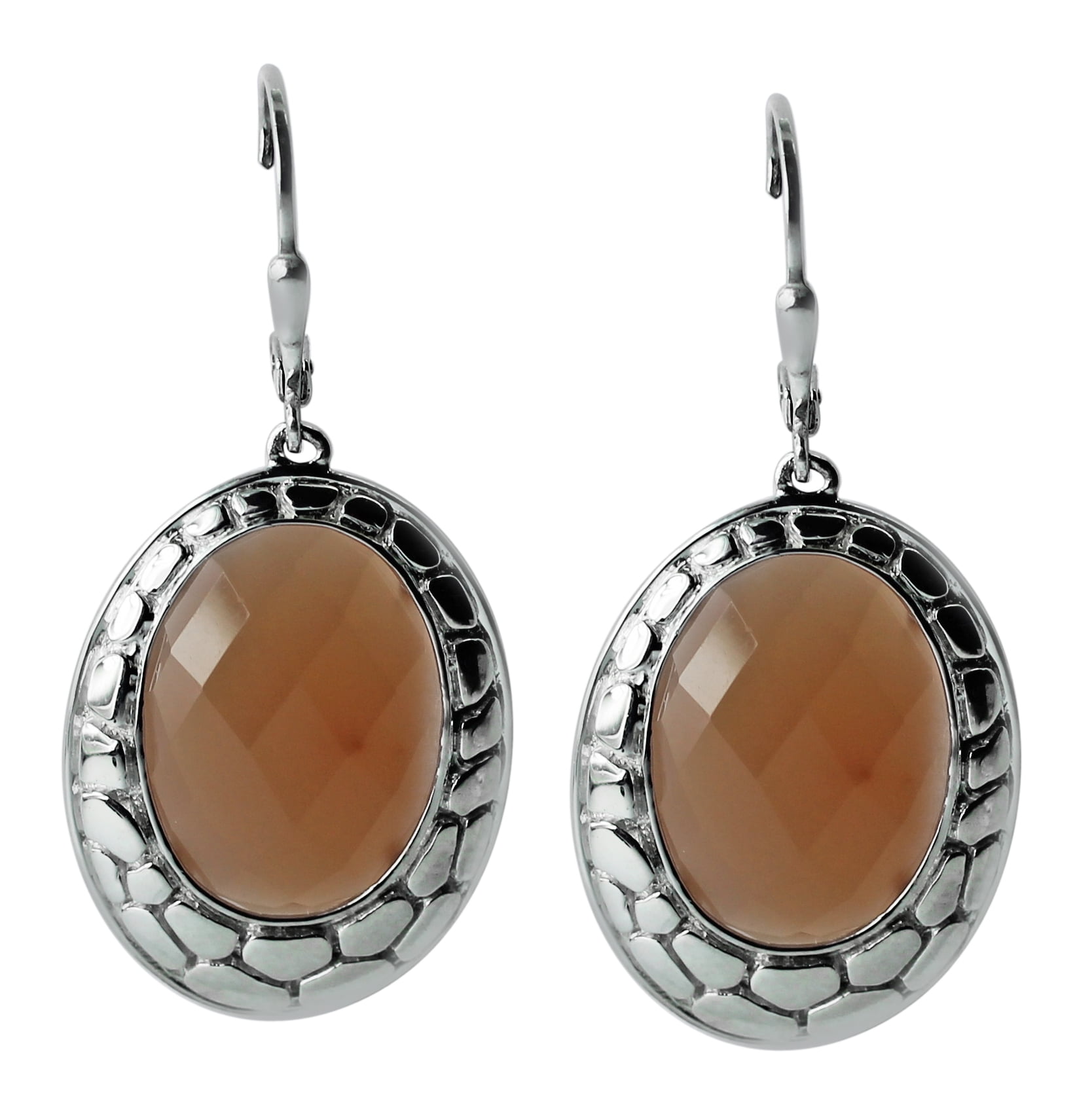 Peach Moon Stone Natural Gemstone 925 Sterling Silver Uniqe Drop Dangle ...