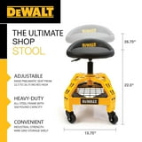 DEWALT, Adjustable Shop Stool, Heavy-Duty Rolling Chair with Storage ...