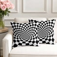 Black White Checker Pillow Covers Set of 4, Modern Abstract Checkered ...