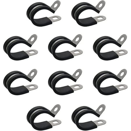 10 Pieces Of Pipe Clamps 18mm Stainless Steel With Rubber Insert ...