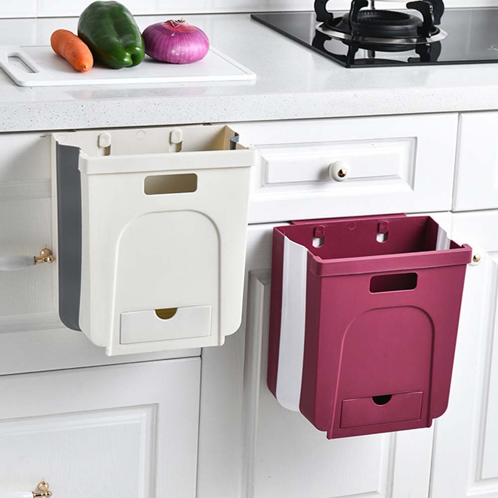 Cheers Kitchen Drawer Hanging Collapsible Garbage Waste Bin Storage ...