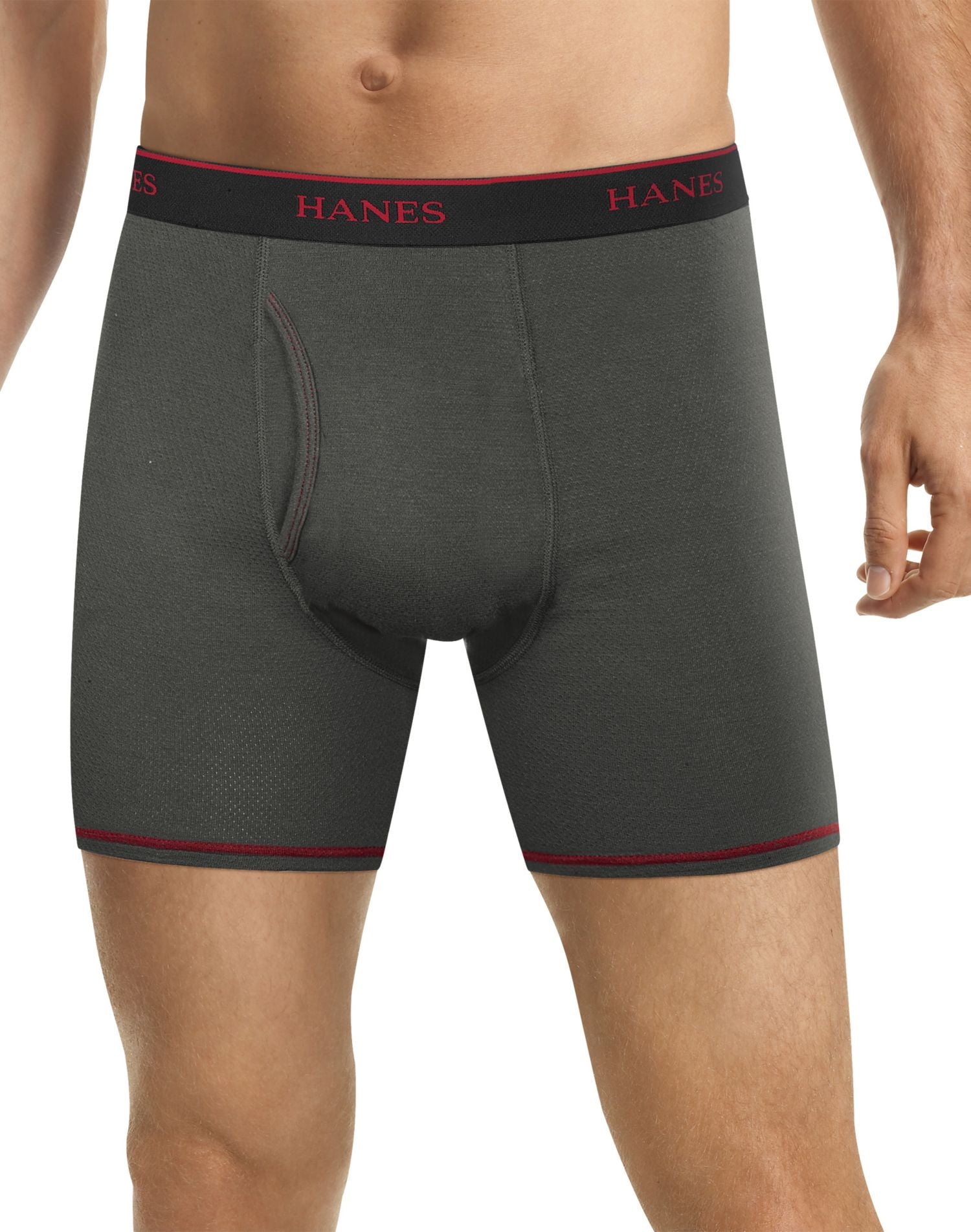 Hanes Mens FreshIQ Cool Comfort Breathable Mesh Boxer Brief, S, Grey, S ...