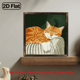 8x8inch Wooden Board Painting Orange Cat Painting for Room Walls ...