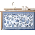 Blue Flowers Cabinet Curtains 32" W x 55" L Floral Geometric Classic ...