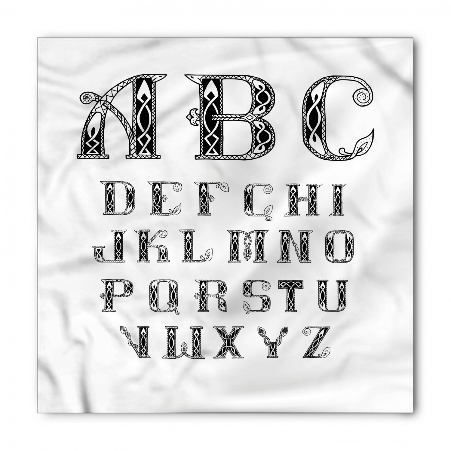 Alphabet Bandana, Ornamental Letters A to Z, Unisex Head and Neck Tie ...