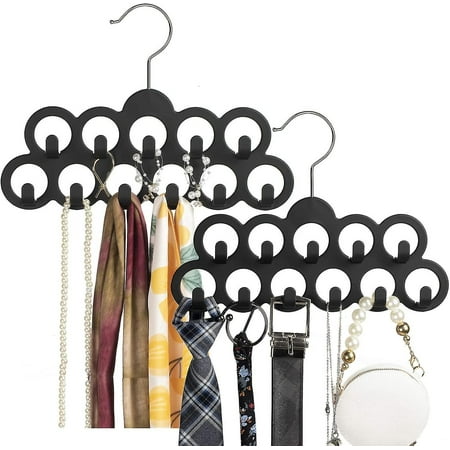 TILIYHELLO 2pcs Belt Hangers,11 Loops Tie Rack With Hooks,360 Degree ...