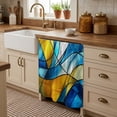 Abstract Art Cabinet Curtains for Kitchen 35"W x 35"L, Blue Yellow ...