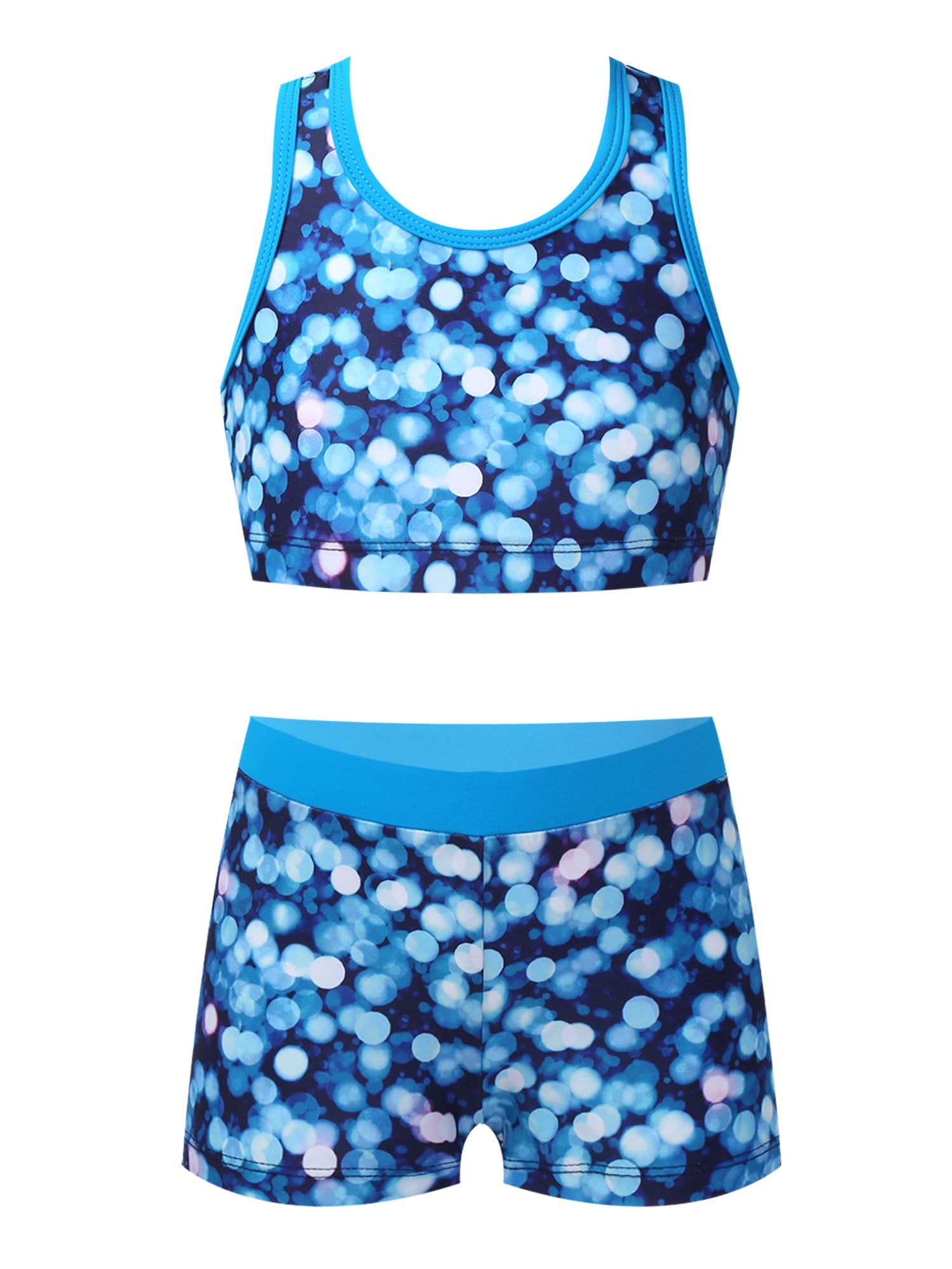 Yeahdor Girls 2pcs Leopard Prints Activewear Set Crop Top Vest With Shorts Sports Athletic