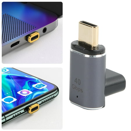USB C Adapter, 100W 8K 40Gbps 60Hz, Type C Female To Male, Right Angle ...