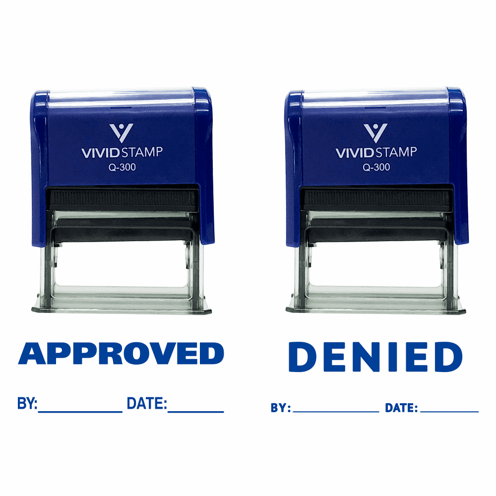 Vivid Stamp APPROVED / DENIED By Date Self Inking Rubber Stamp - 2 PACK ...