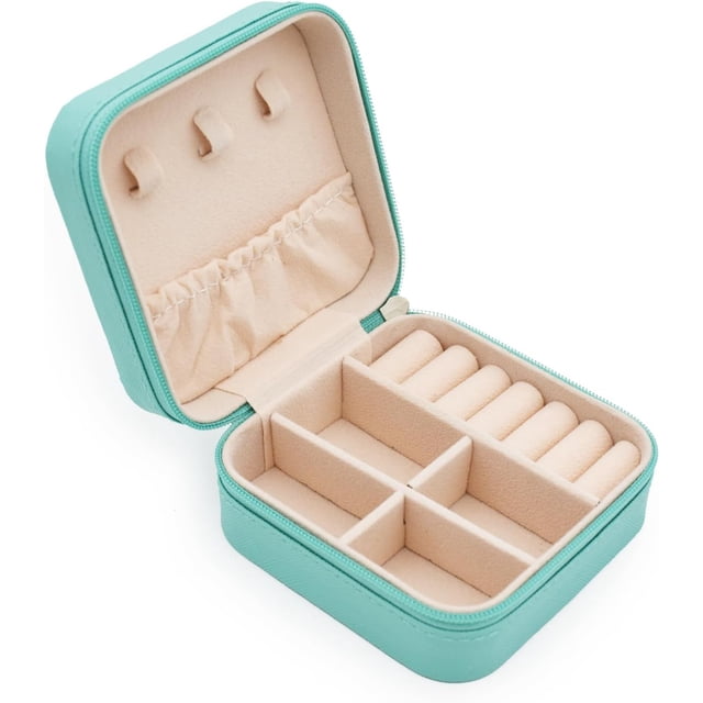 PU Leather Travel Jewelry Organizer Box, Small Portable Portable ...