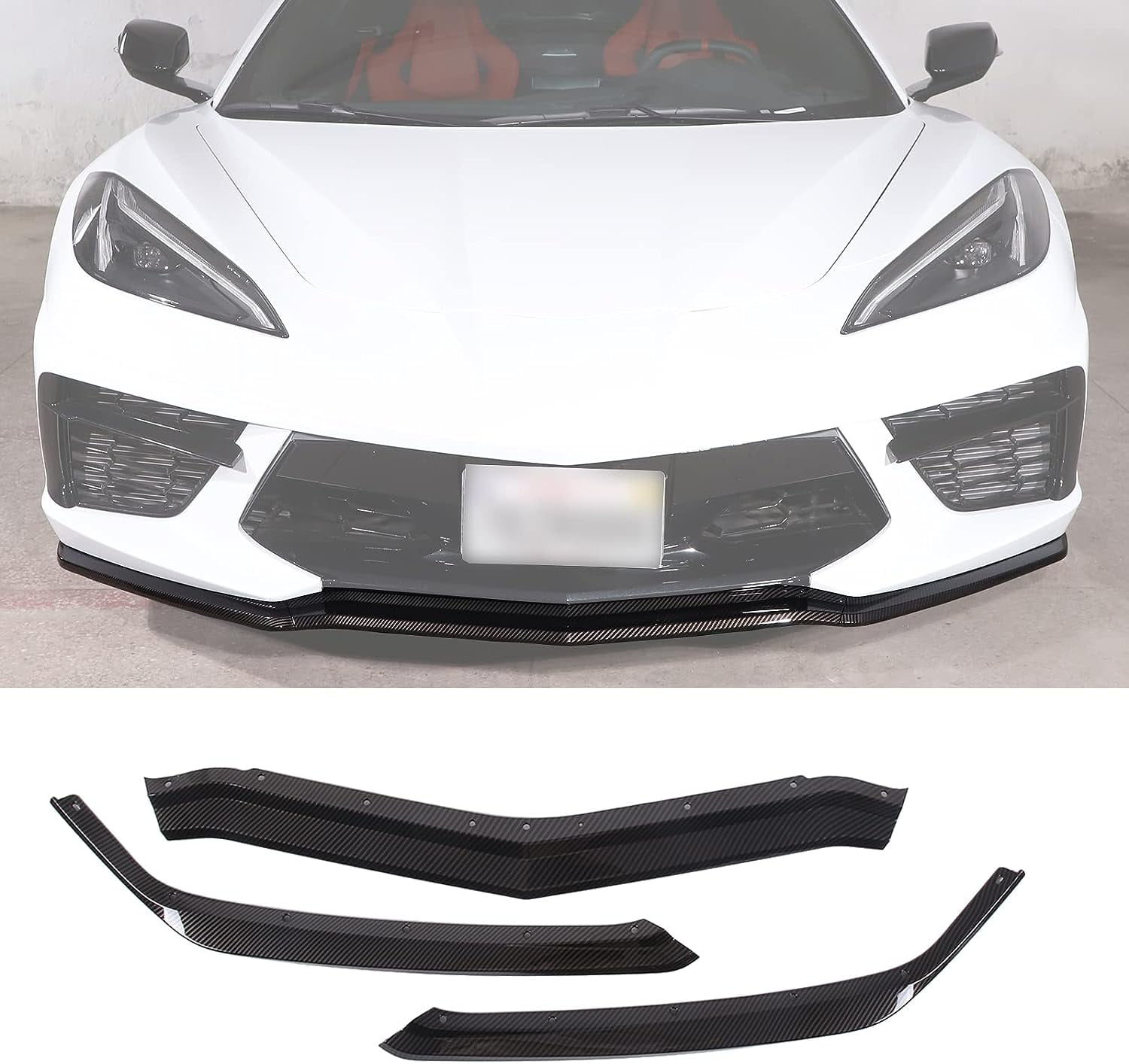 TINKI Front Bumper Lip Splitter Replacement Kit Compatible with Chevrolet Corvette C8 2020-2023 ...