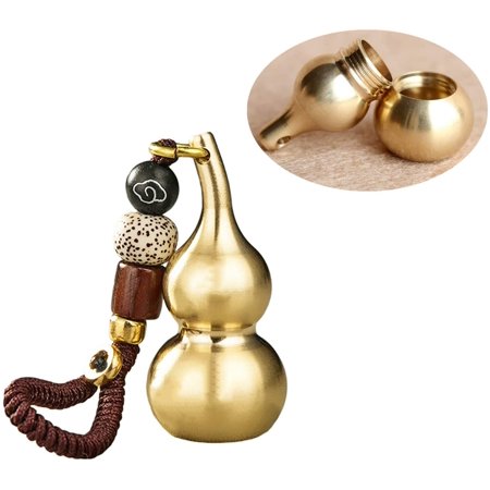 Feng Shui Brass Wu Lou Gourd Key Chain with Bodhi Beads for Good Luck ...