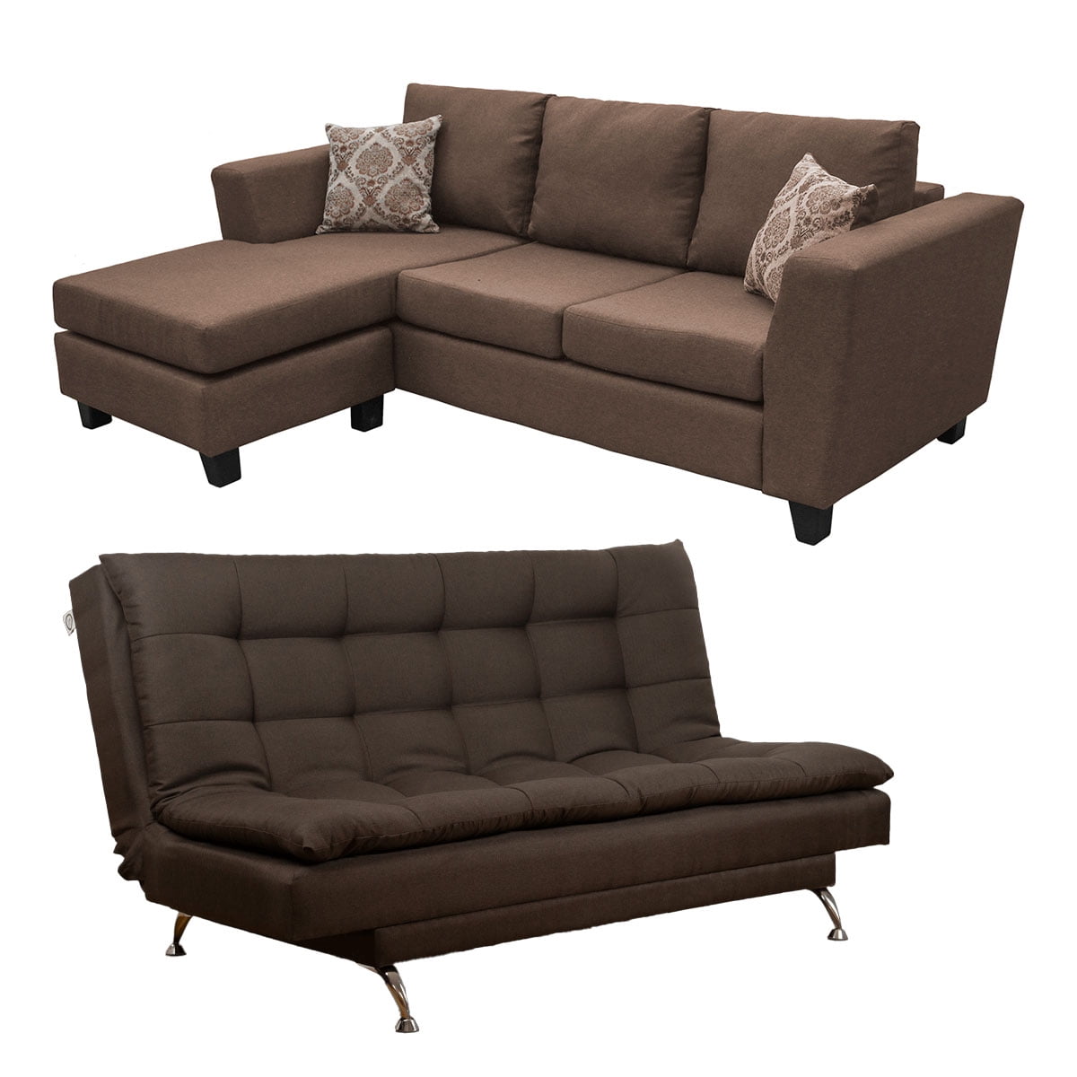 Paquete Majestic, Sala modular + Sofá Cama 3 posiciones 2 en 1, Atlas del Descanso color Café ...