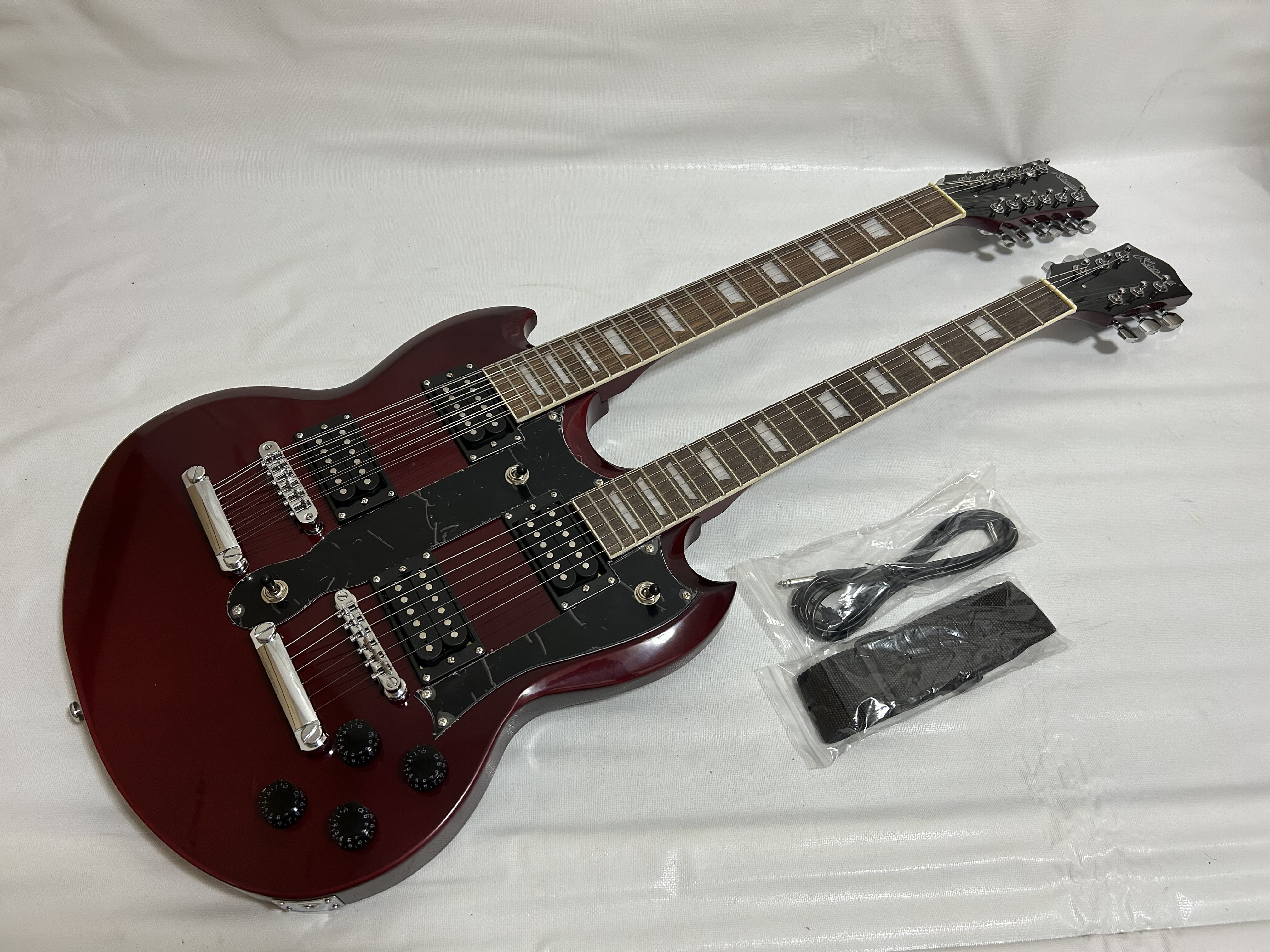 6/12 String Electric Double Neck Guitar with Padded Gig Bag, Red, Brand ...