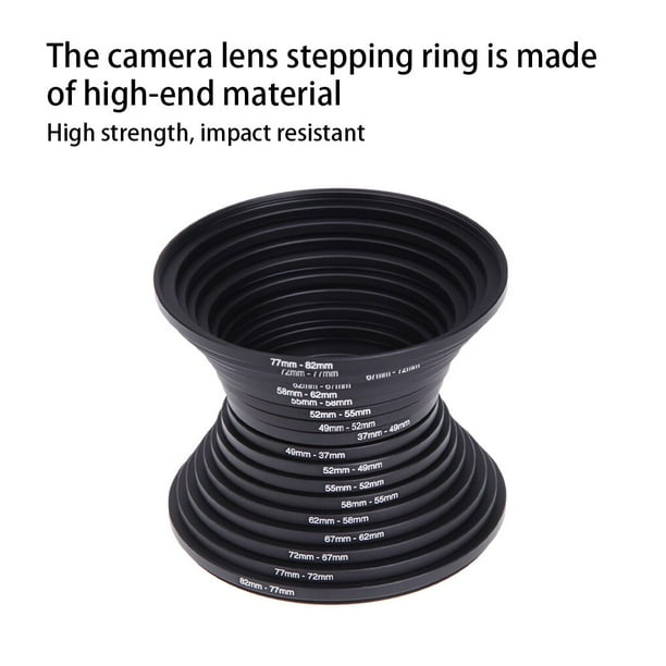 18 Pieces Camera Lens Up Down Step Rings Set Professional Filter ...
