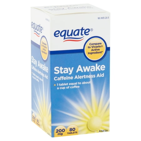 Equate Stay Awake Caffeine Alertness Aid Tablets, 200 mg, 80 Count ...