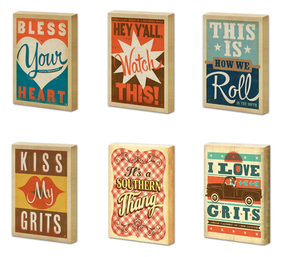 Southern Charm Quotes Wood Signs Set of 6 - Walmart.com