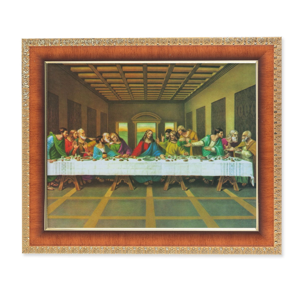 Last Supper Picture Framed Wall Art Decor Large, Lacquered Natural ...