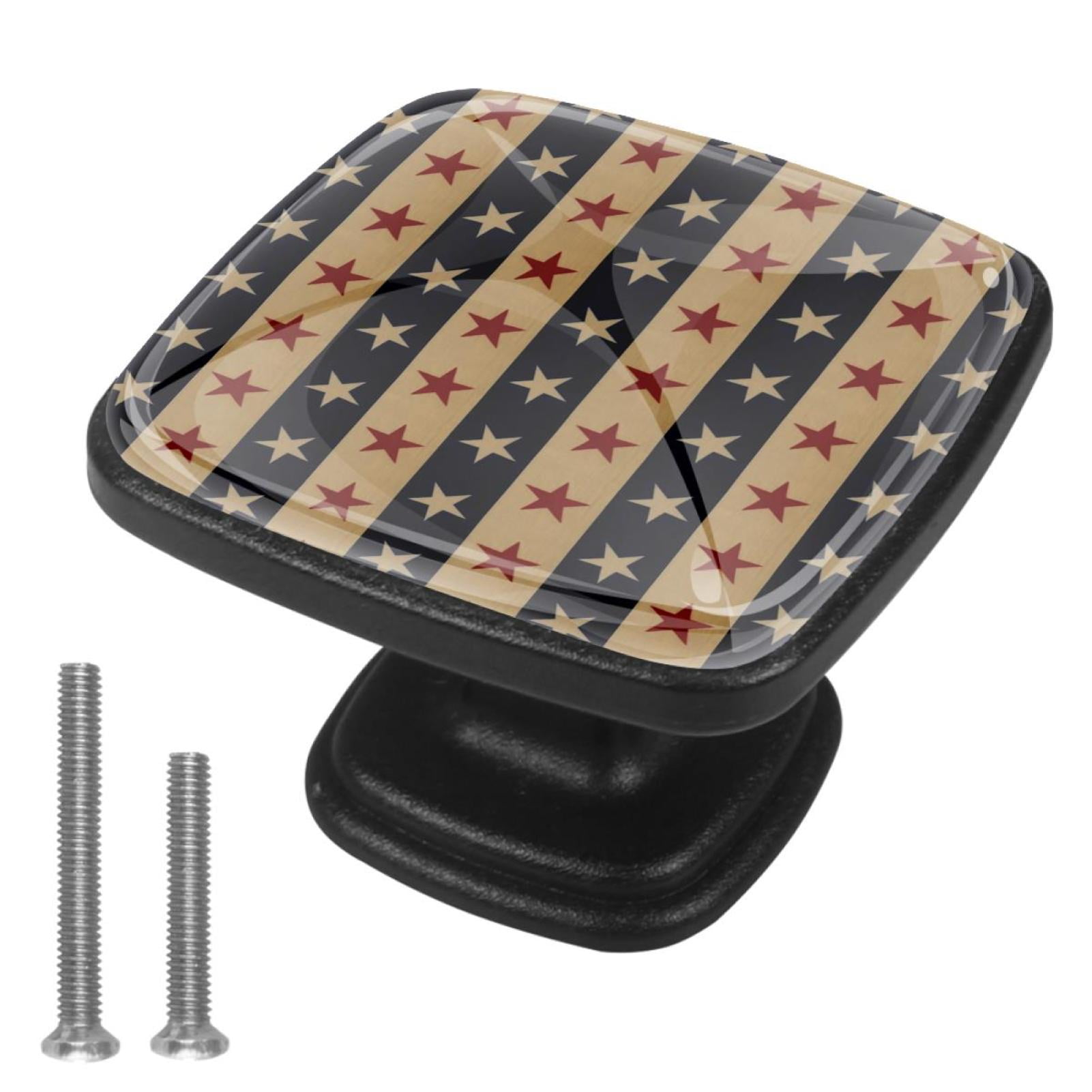 4 Pcs Cabinet Handle Drawer Pulls American Flag Stars Knobs with Screws ...