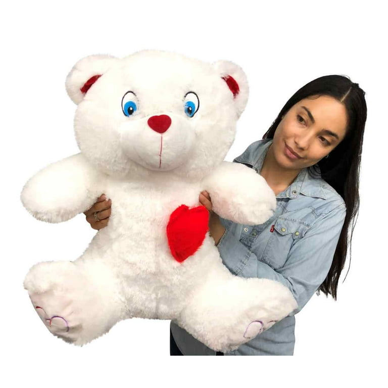 White Fluffy Teddy Bear With Heart