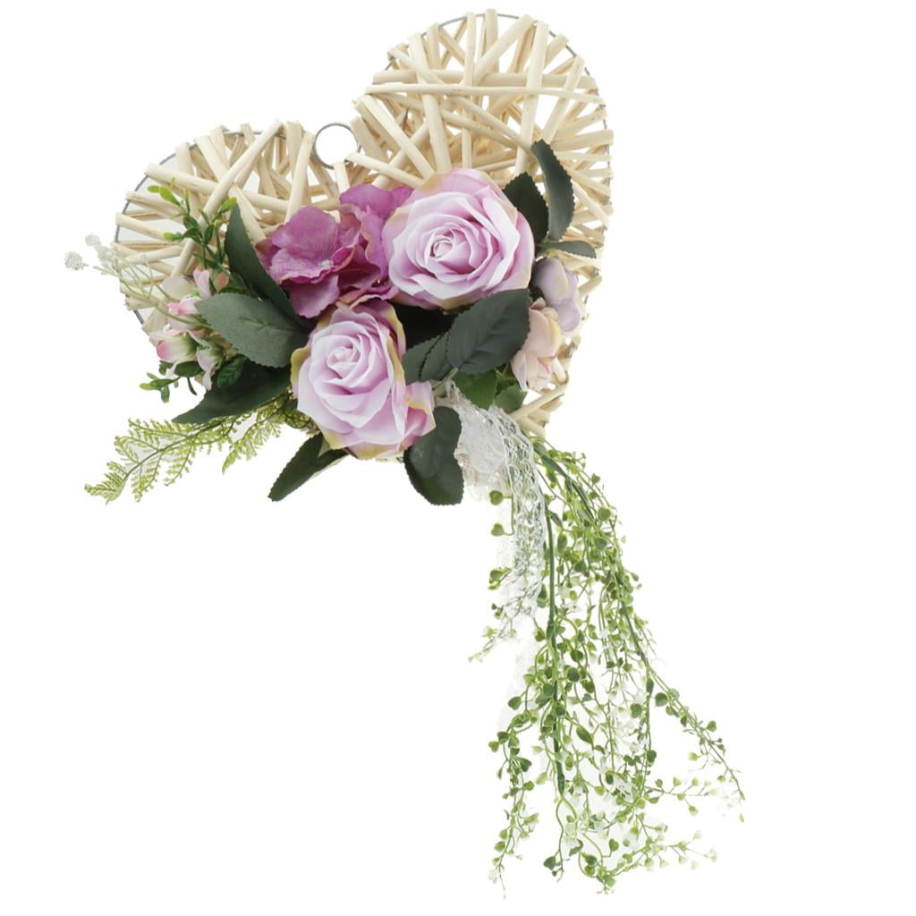 Rattan silk flower rose Flower Wreath indoor e outdoor Hanging Home ...