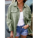 SHEWIN Women's Plus Size Denim Jacket Casual Ladies Jean Jacket ...