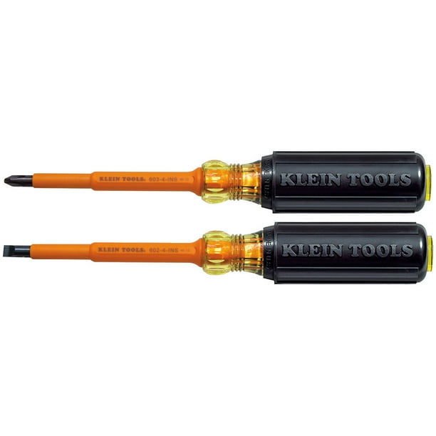 Klein Tools 33532INS 2-Piece Set of 4-Inch Insulated Screwdrivers ...