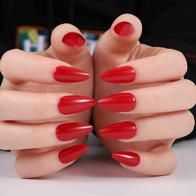 Almond Acrylic Nails Red