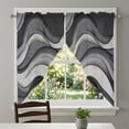 Black Gray Sheer Curtains Swag Valances for Windows Gradient Ocean Wave ...