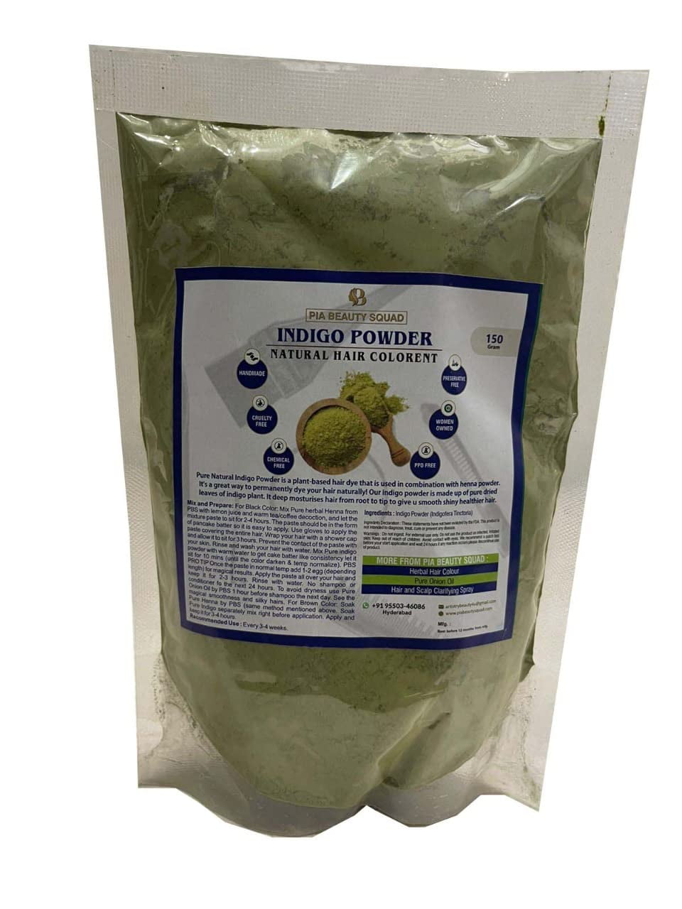 Polvo índigo para tinte para cabello, 1 kg/2,20 libras, 100% natural ...