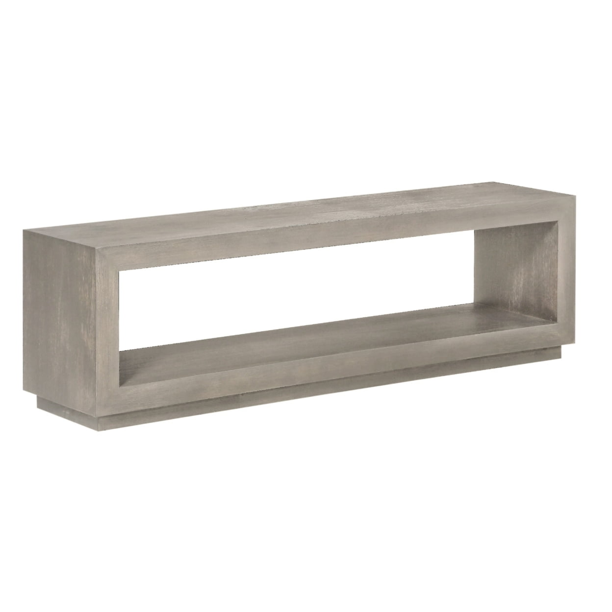 Jose 60 Inch Acacia Wood Bench, Open Floating Plinth Base, Weathered ...