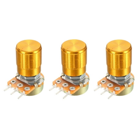 3 Pcs Variable Resistors Rotary Carbon Film Taper Potentiometer w Knob ...