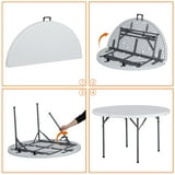 "ZENY Lightweight 48"" Round Folding Portable Plastic Dining Table ...