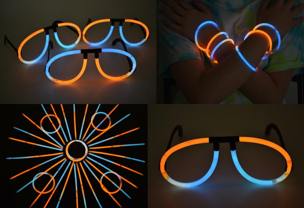 DirectGlow 50ct Aqua Orange Glow Stick Glasses Bracelets Party Supply ...