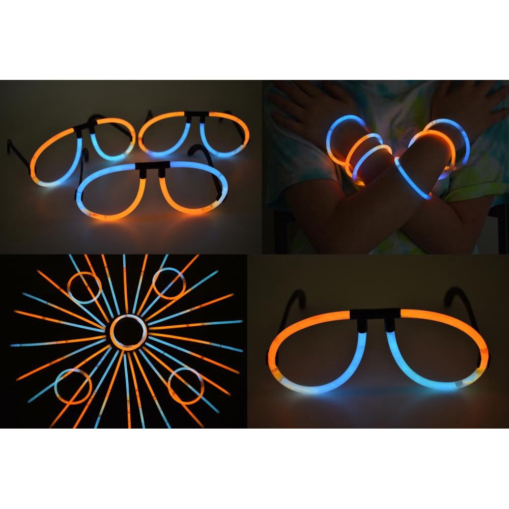 DirectGlow 50ct Aqua Orange Glow Stick Glasses Bracelets Party Supply ...