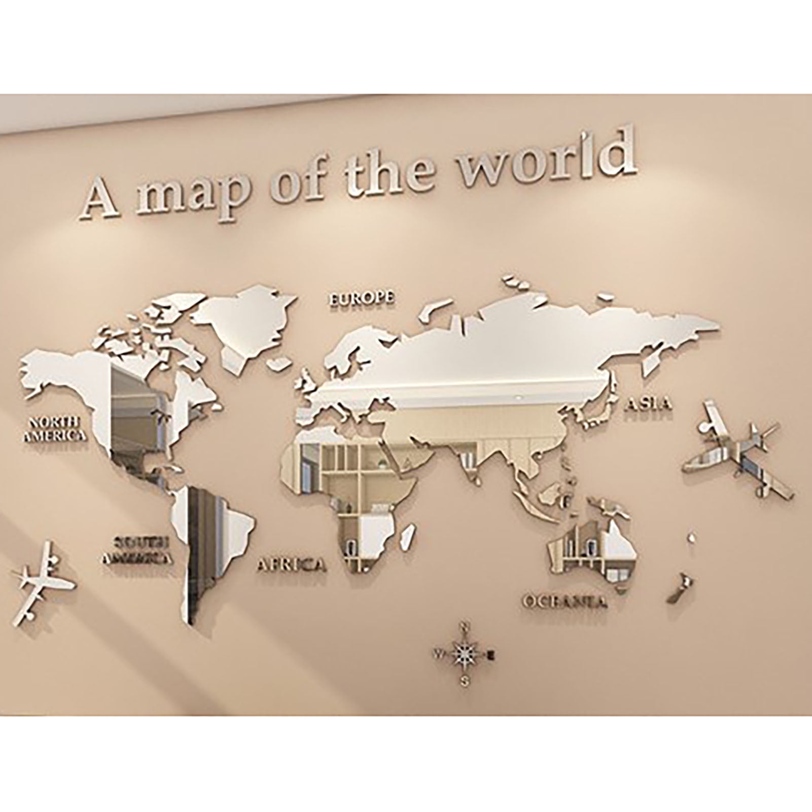 Pegatina de espejo con mapa del mundo, pegatinas de pared acrílicas ...