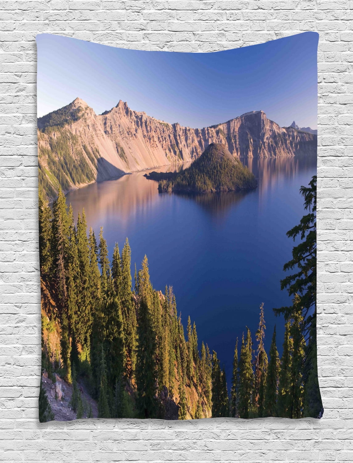 Lake Forest Tapestry, Crater Lake Volcano Oregon American Scenery, Wall ...