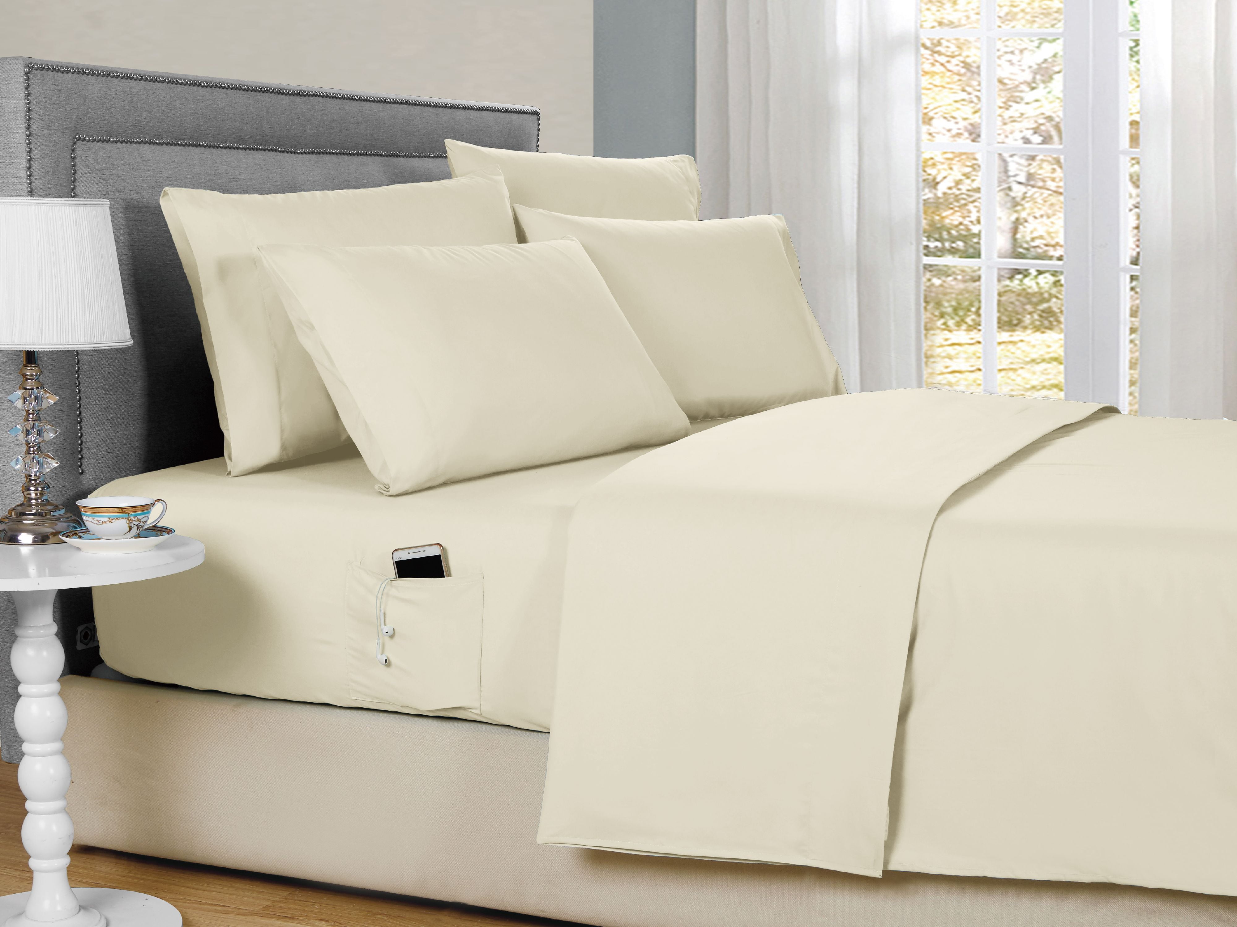 Full Solid with Side Pockets 6 Piece Sheet Set - Walmart.com