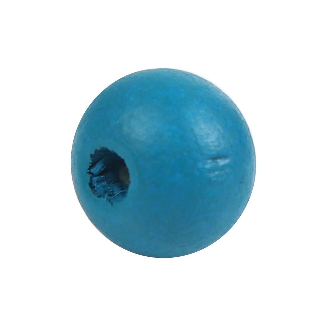 600 Peacock Blue Round Wood Beads Bulk 10mm x 9mm with 3mm Hole ...