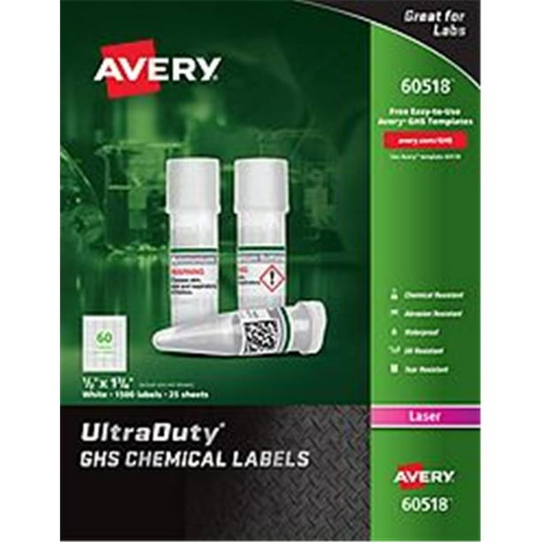 Avery GHS Chemical Labels for Laser Printers, White - Walmart.com