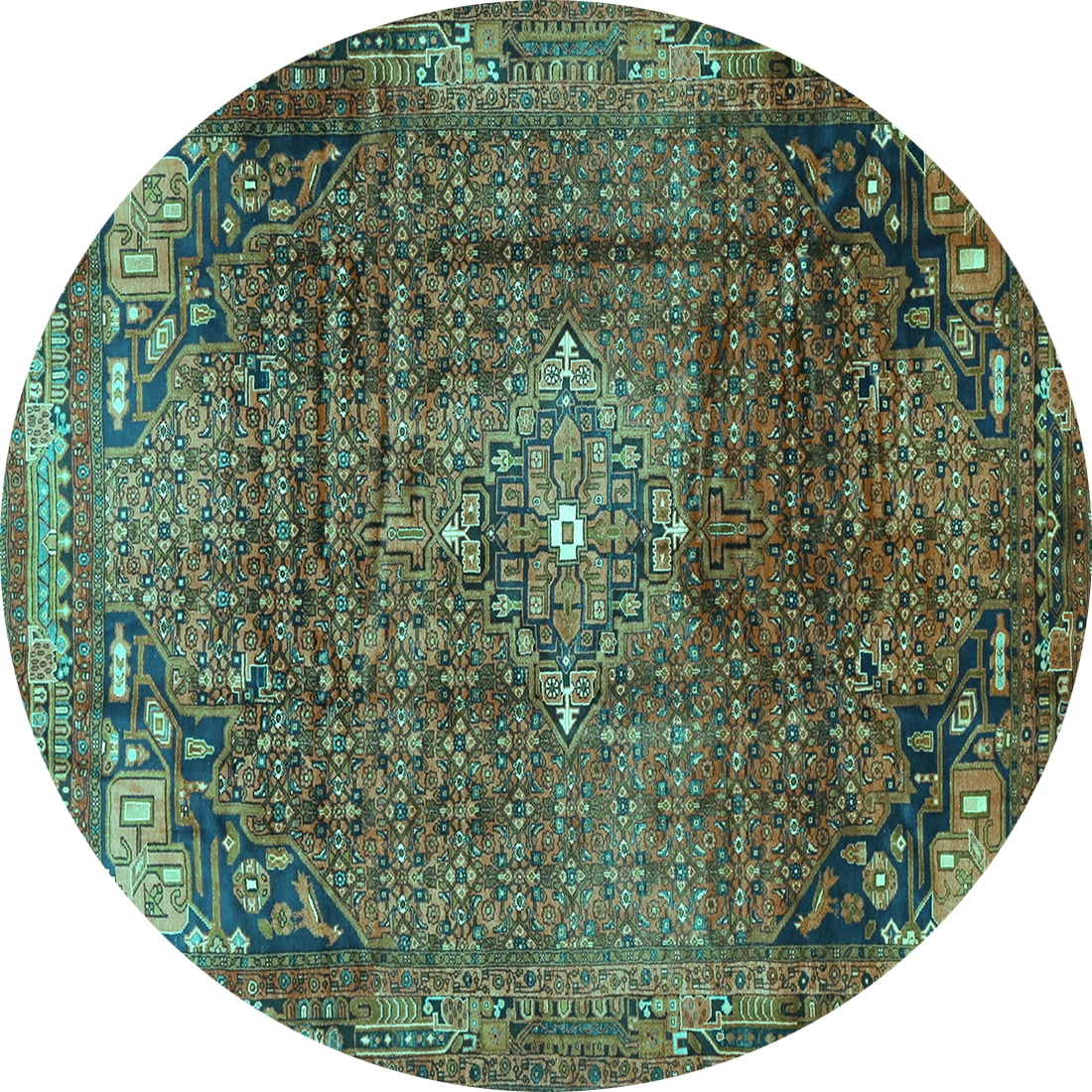 Ahgly Company Indoor Round Persian Turquoise Blue Traditional Area Rugs ...