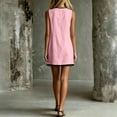 Afuyipoi Womens 100% Cotton Sleeveless V-Neck Color Block Pocket Mini ...