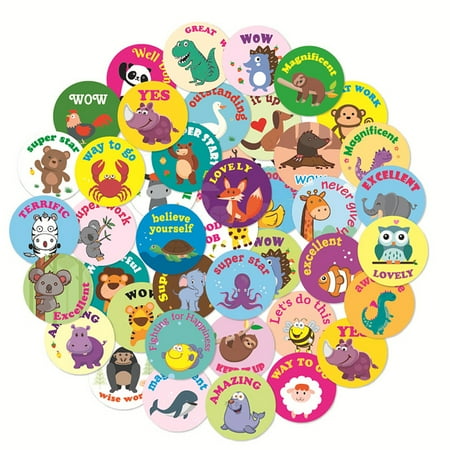 420PCS Reward Sticker Round Cartoon Animal Sticker Incentive Sticker ...